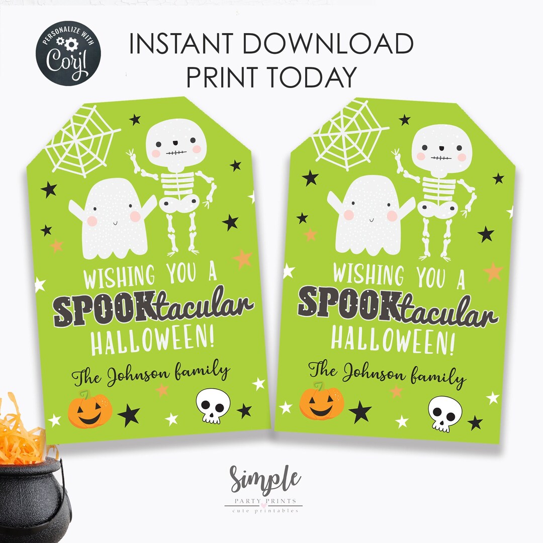 Editable Halloween Trick or Treat Tag, Halloween Goodie Bag Tags, Candy ...