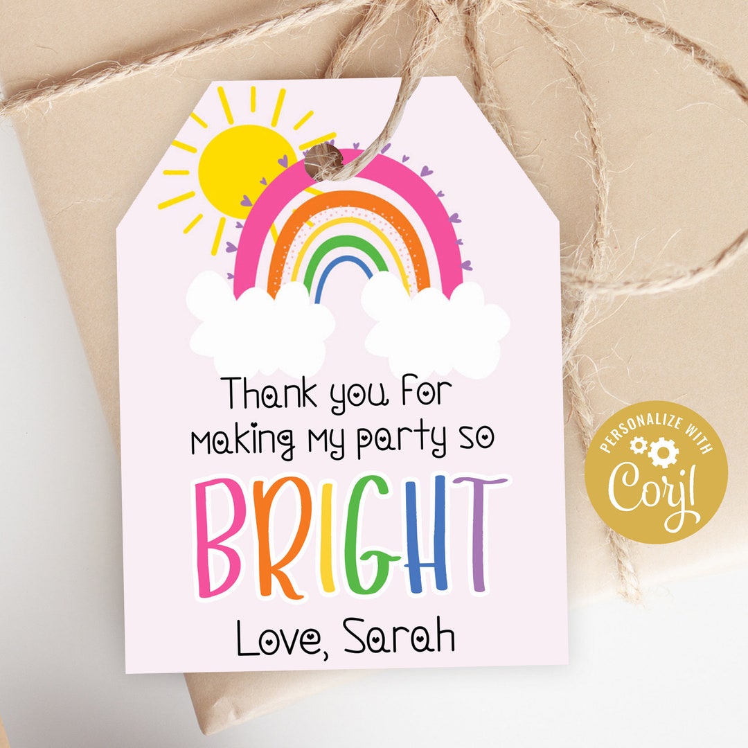 Editable Rainbow Favor Tag Rainbow Gift Tags Rainbow Thank You Tags ...