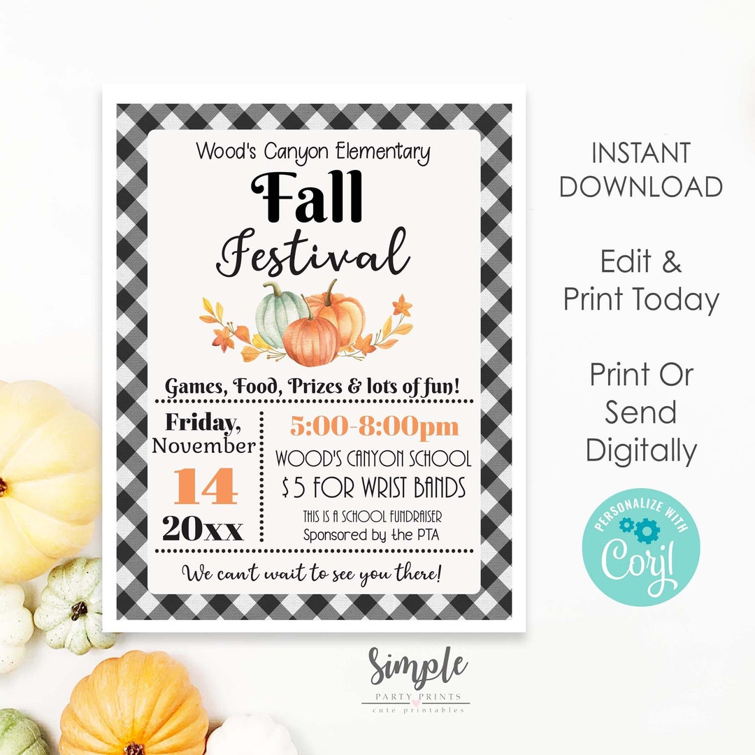 Editable Fall Festival, Digital Flyer for Pumpkin Patch Party, School ...