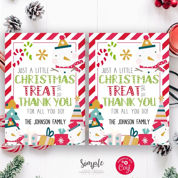 Just a Little Christmas Thank You Treat Tag, Christmas Gift Ideas ...