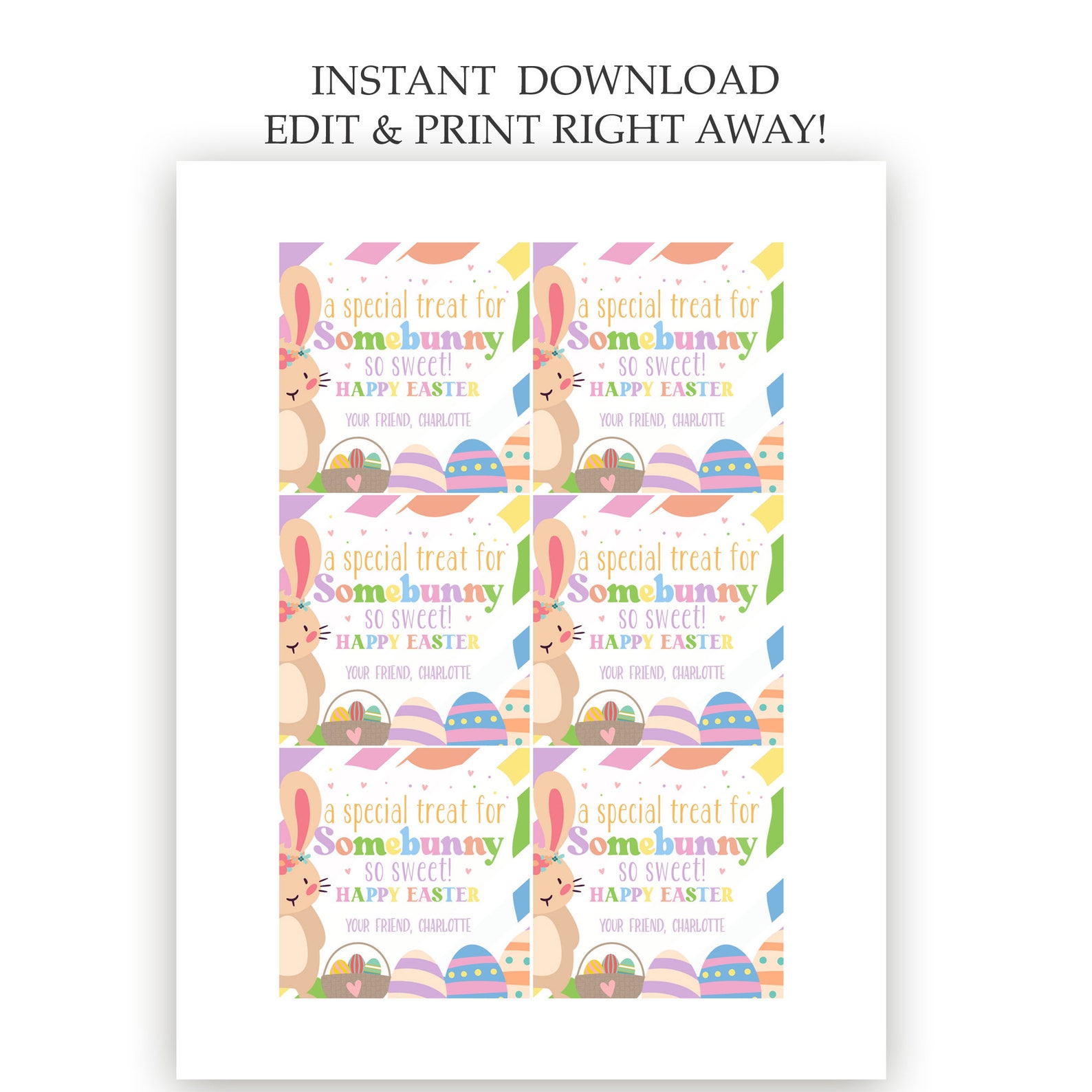 Easter Gift Tags - Personalized Pastel Bunny Labels for Baskets ...