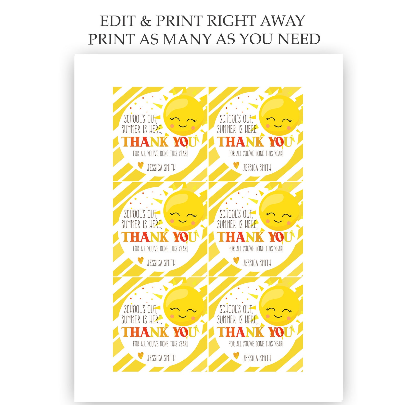 Printable School's Out Tag, Tags for Students, Favor Tags for Teachers ...