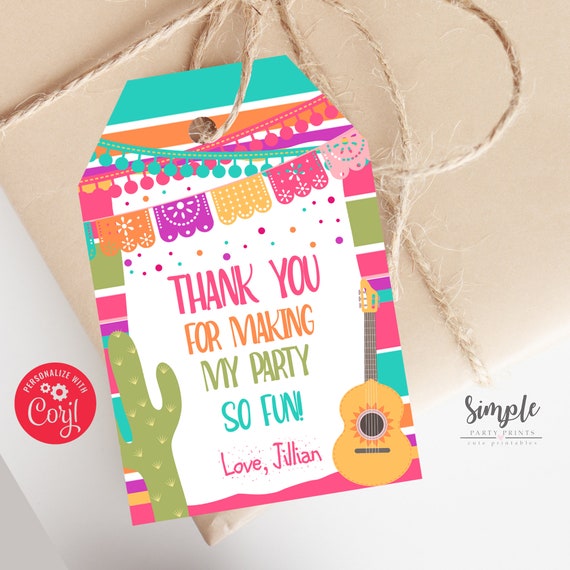 Editable Fiesta Birthday Party Favor Tags | Mexican Themed Printable ...