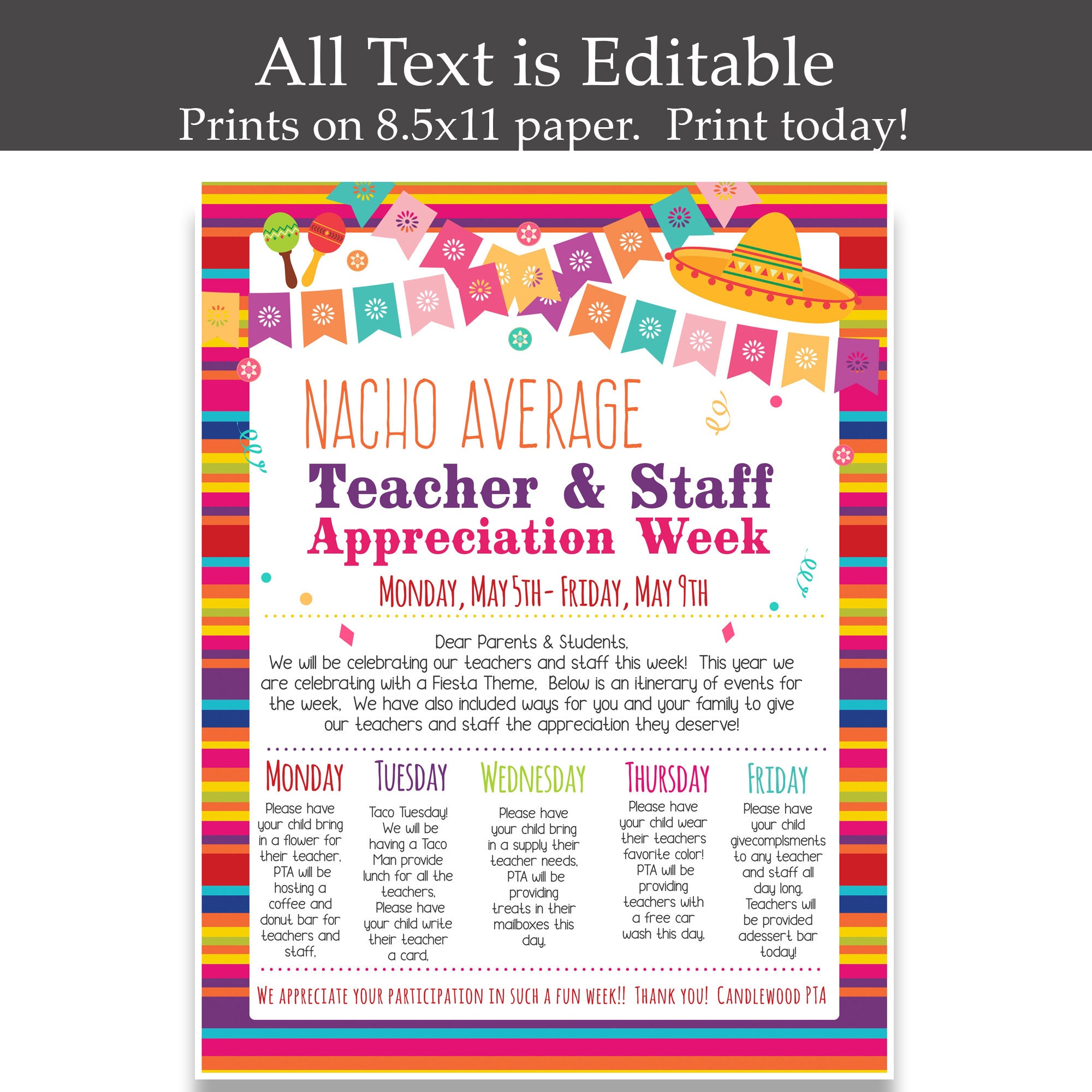 Editable Cinco De Mayo Flyer Teacher Appreciation - Etsy