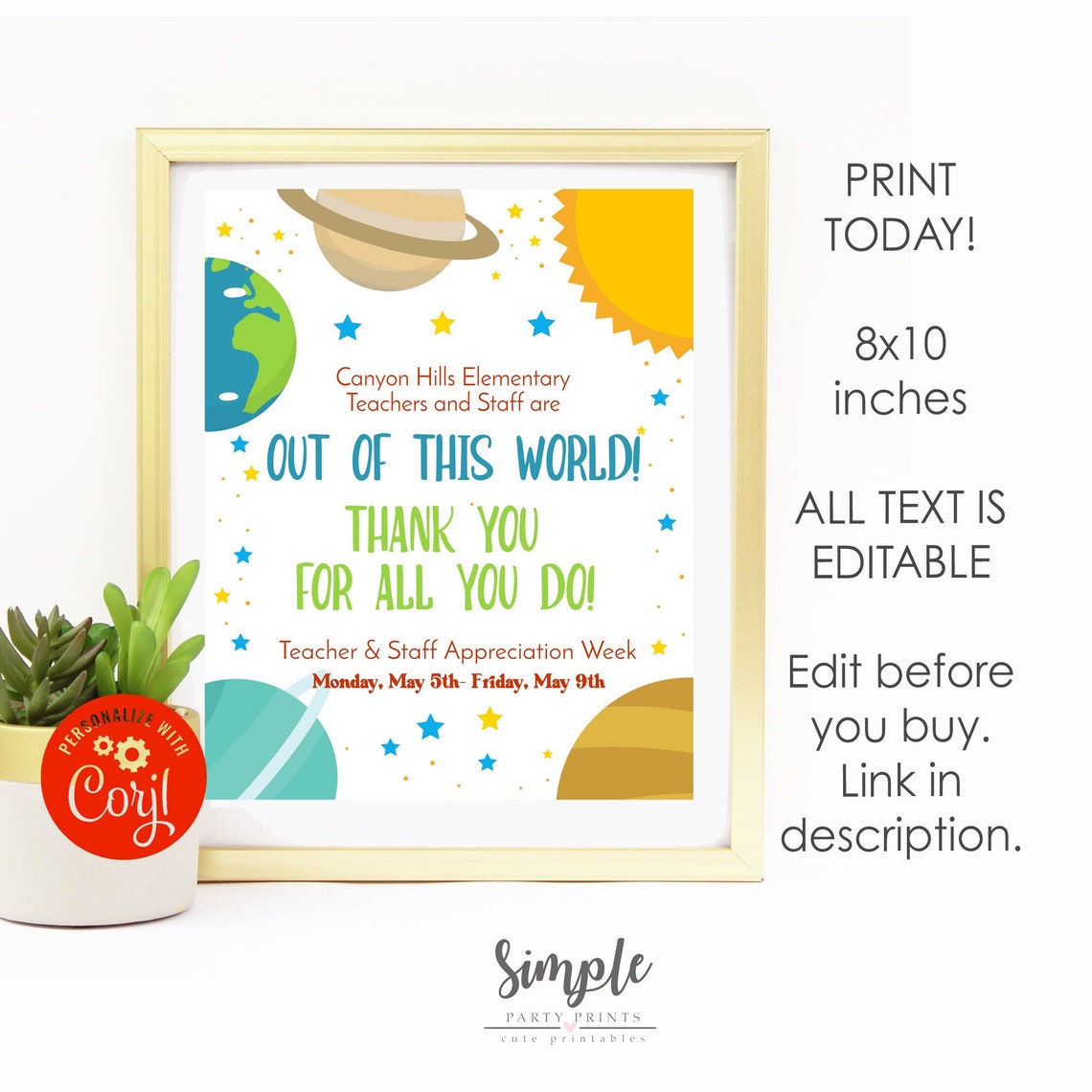 Printable Out of This World Themed 8x10 Sign Teacher - Etsy