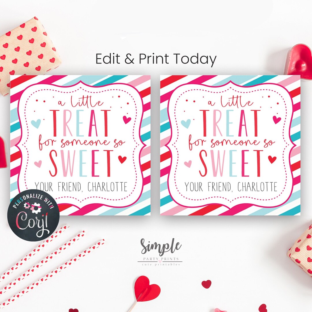 Printable Valentines Day Tags, Valentine's Day Treats for Friends Kids ...