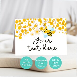 Editable Bumble Bee Food Tent Card | Print at Home Place Card Template ...