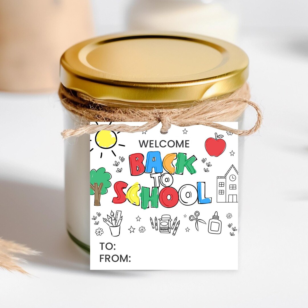 Back to School Coloring Gift Tag, Labels for the First Day of School ...