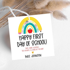 Printable Happy First Day of School Tag, Editable Back to School Label ...