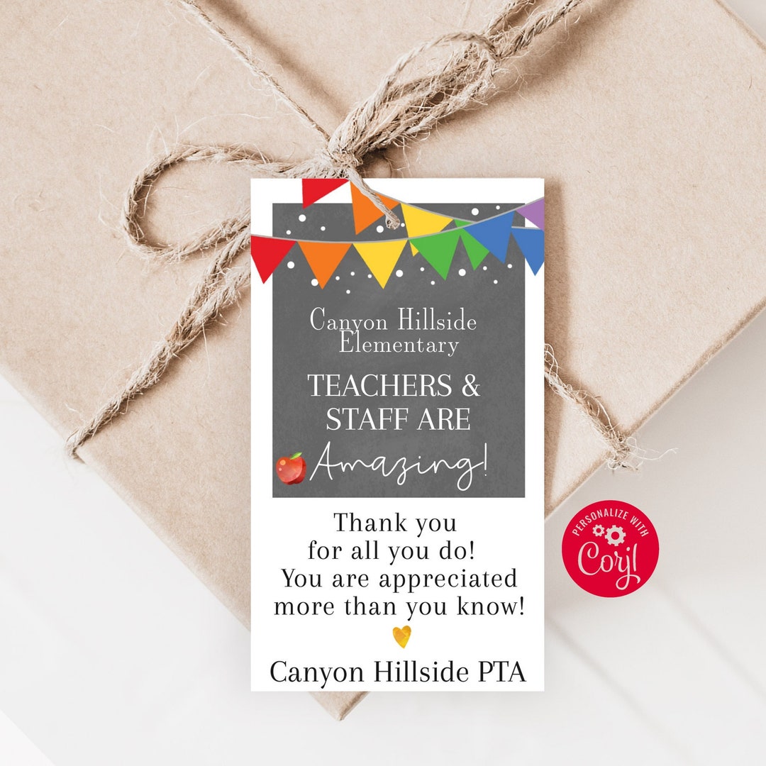 Printable Teacher Appreciation Tag - Editable Chalkboard Thank You ...