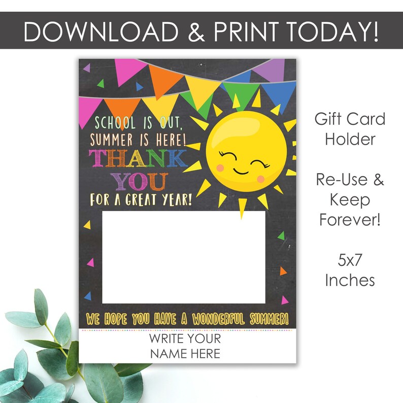 School's Out Summer is Here Gift Card Holder Printable - Etsy