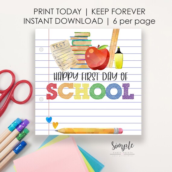 Happy First Day of School Printable Tags, Welcome Back to School Labels ...