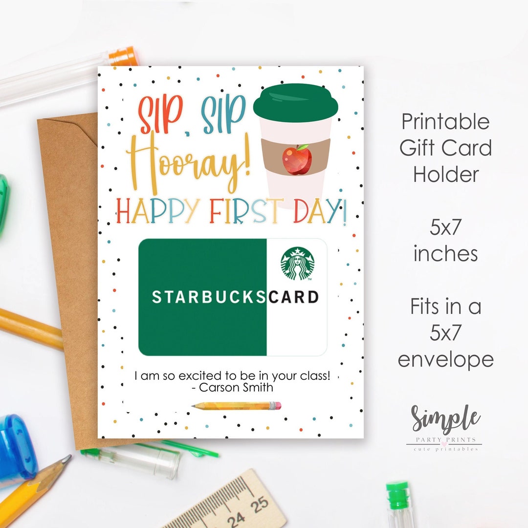First Day of School Gift Card Holder, Editable Happy Teacher ...
