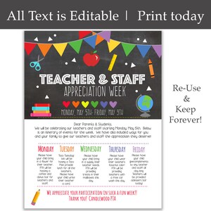 Printable Teacher Appreciation Flyer TAW Newsletter Printable | Etsy