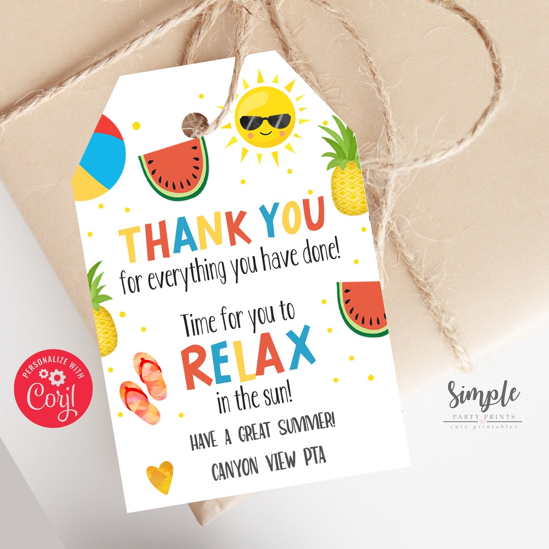 Teacher Appreciation Printable Tag, Printable Thank You for Being Sun ...