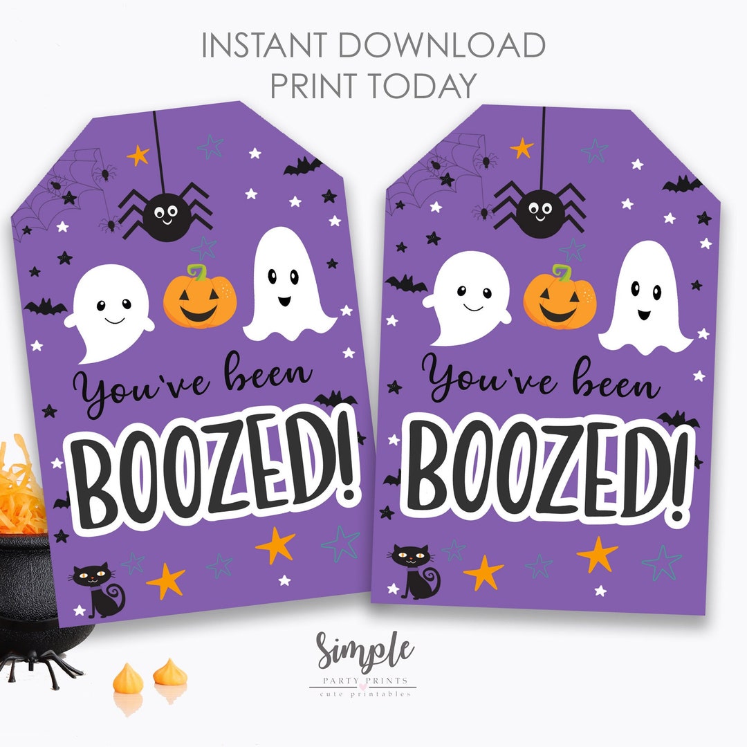 You've Been Boozed Printable Tag, Halloween Wine Tag, You've Been Booed ...