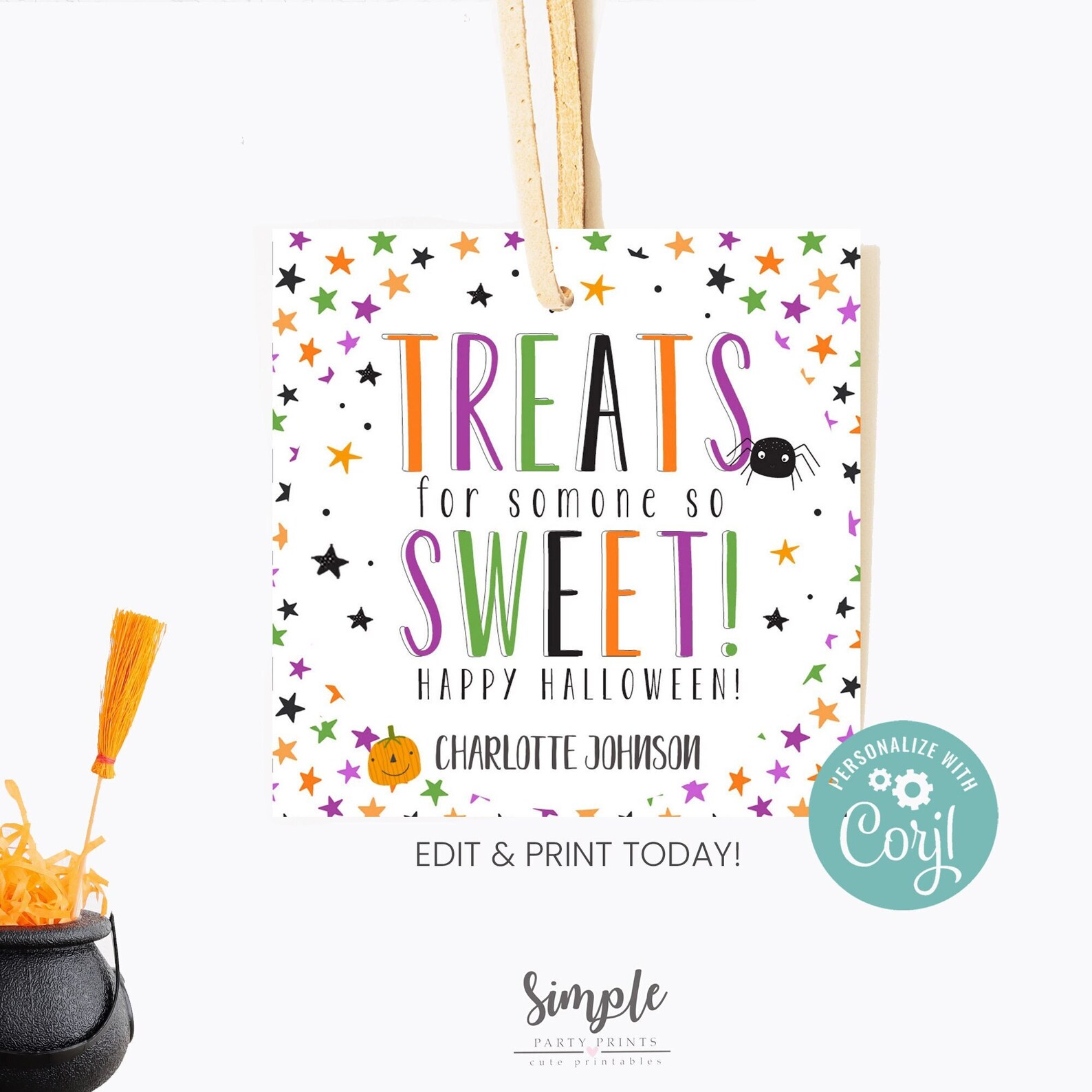 Halloween Trick or Treat Tags, Happy Halloween Goodie Bag Tags, Candy ...