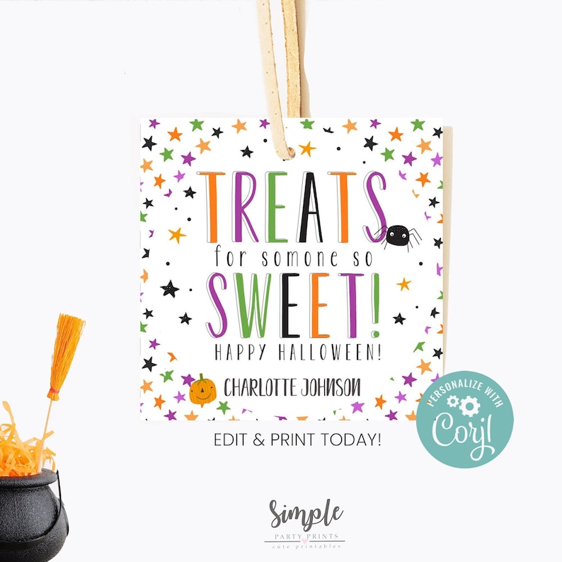 Halloween Trick or Treat Tags, Happy Halloween Goodie Bag Tags, Candy ...