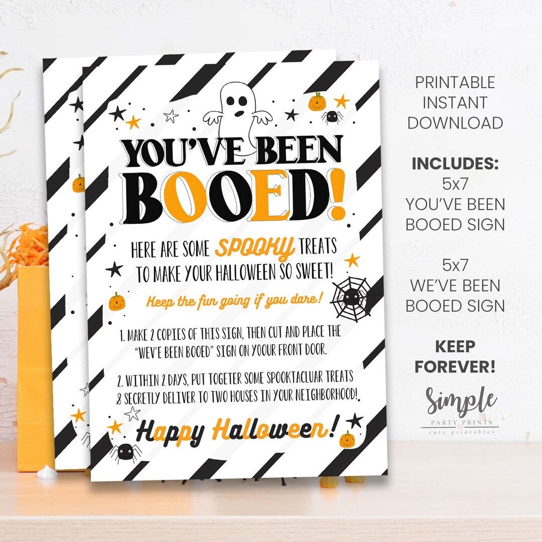 Halloween "you've Been Boo'd" Sign Printable | Instant Download ...