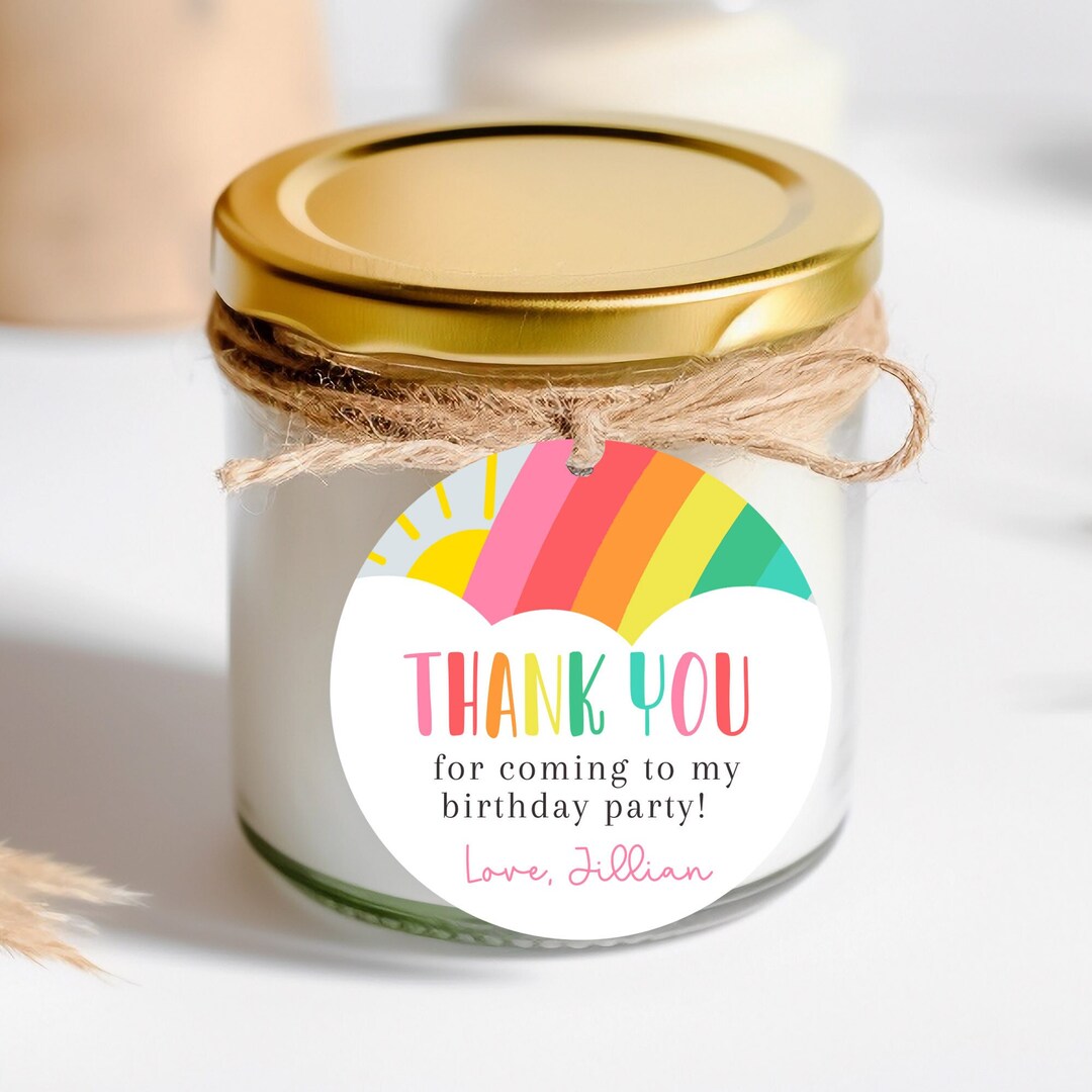 Rainbow Sticker Tag - Printable Favor Gift Tags - All Text is Editable ...