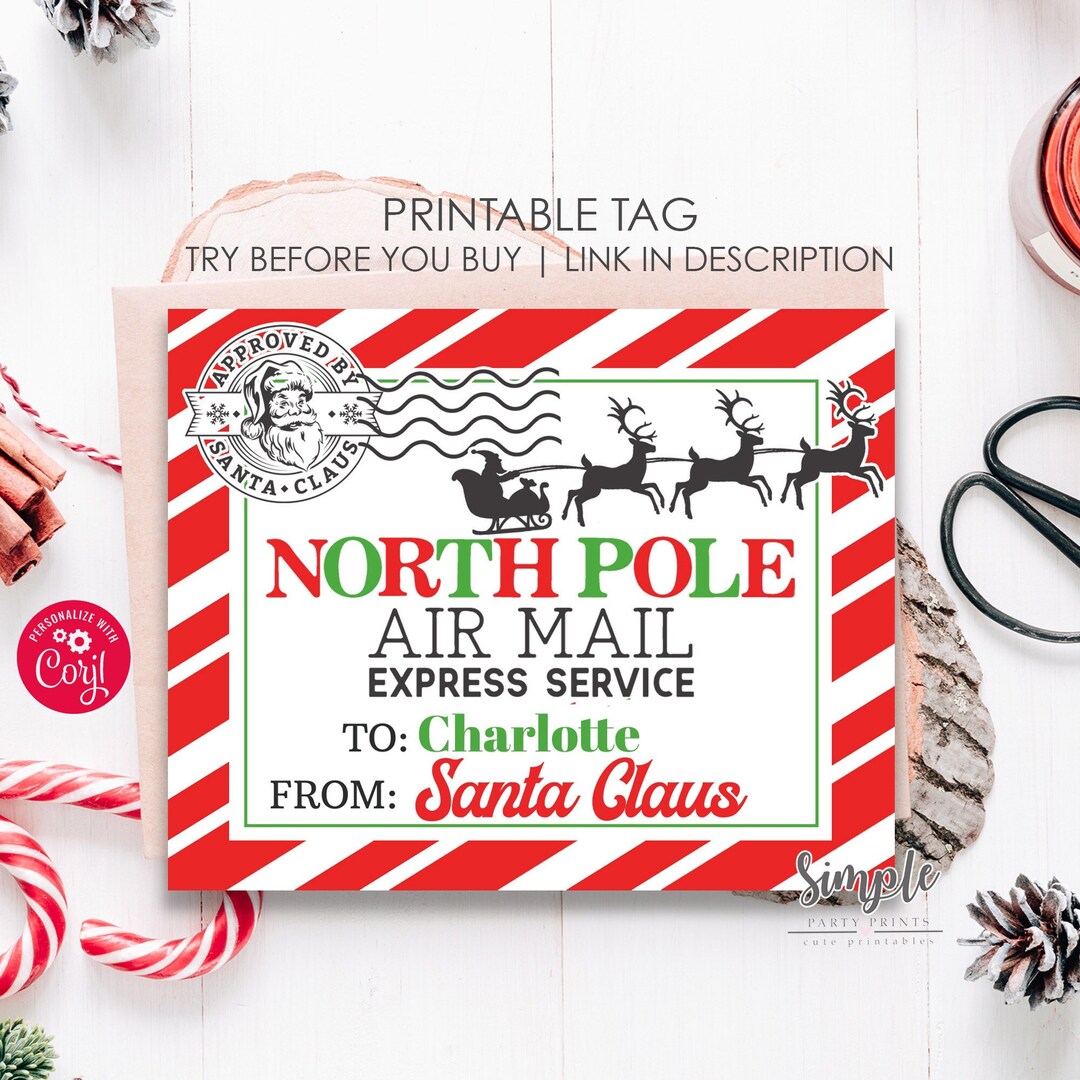 Printable Santa Tags for Kids, Editable Gift Tag From Santa Claus ...