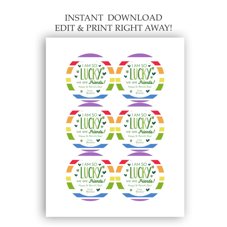 Printable St. Patrick's Day Tag - Editable Lucky Charms Gift Tags ...