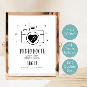 Photo Booth Sign | Printable Birthday Party Photo Booth Props | Simple ...