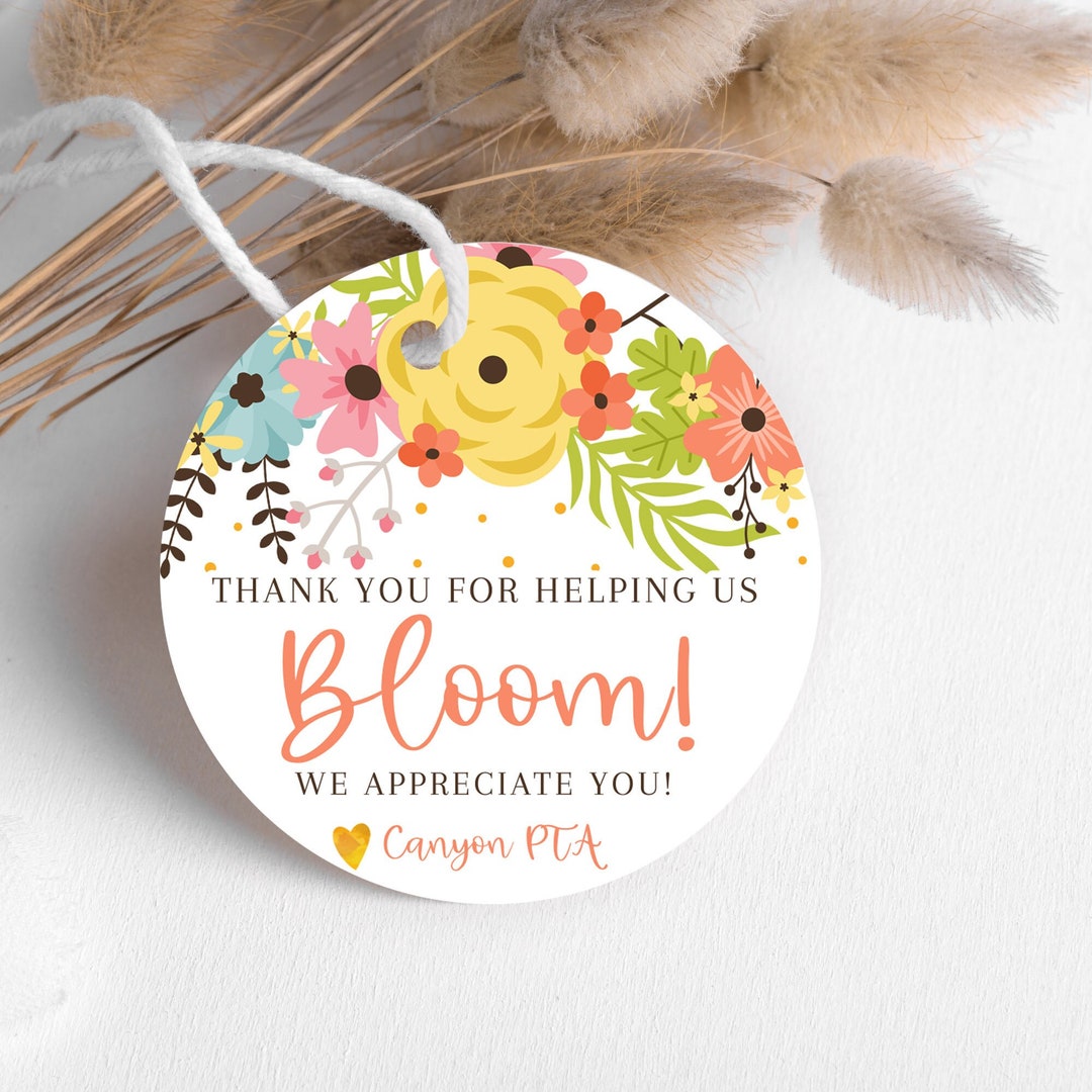 Flower Teacher Appreciation Week Tags, Printable Circle Thank You for ...
