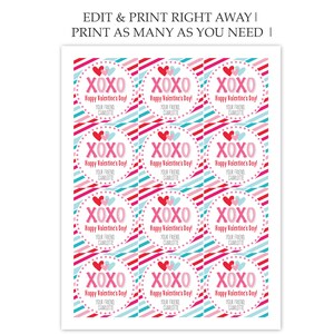 Valentines Day Kids Cards, Valentine's Tag, Valentines Labels, Red Pink ...