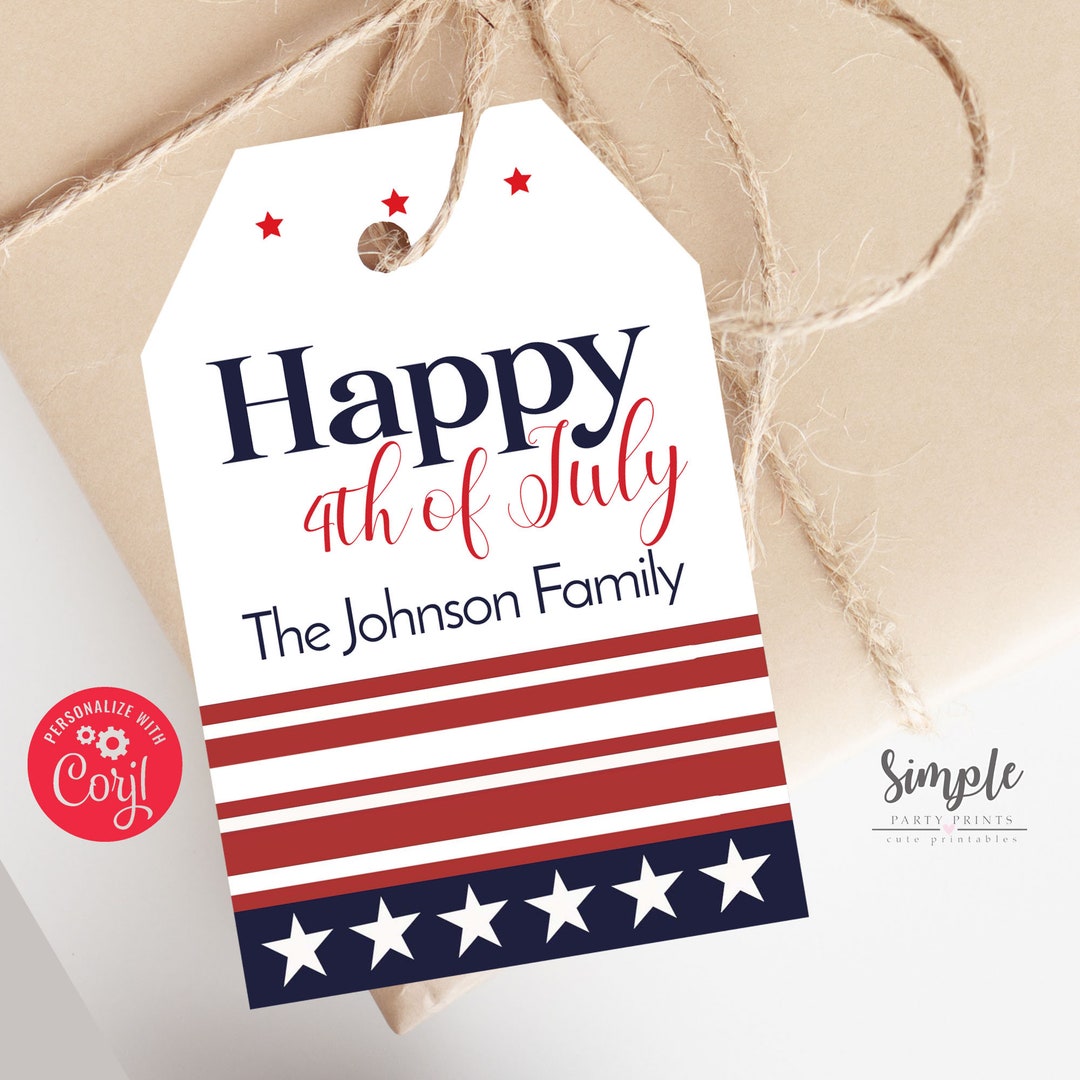 Editable 4th of July Tags, Happy Fourth of July Label, Tags for Cookies ...