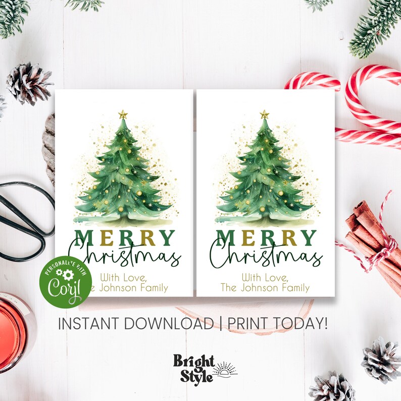 Printable Christmas Gift Tags - Merry Christmas Holiday Favor Tag ...