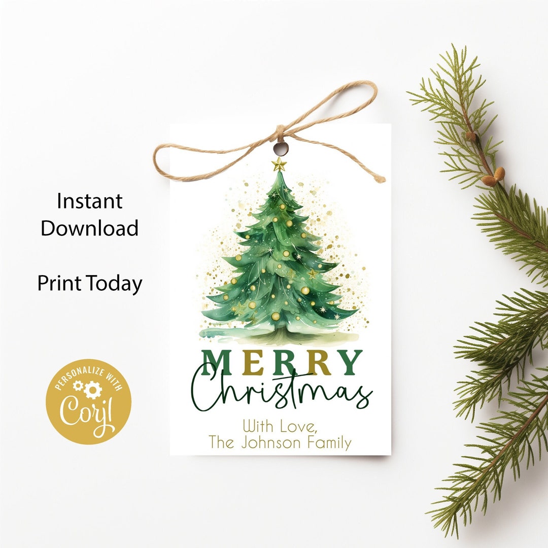 Printable Christmas Gift Tags - Merry Christmas Holiday Favor Tag ...