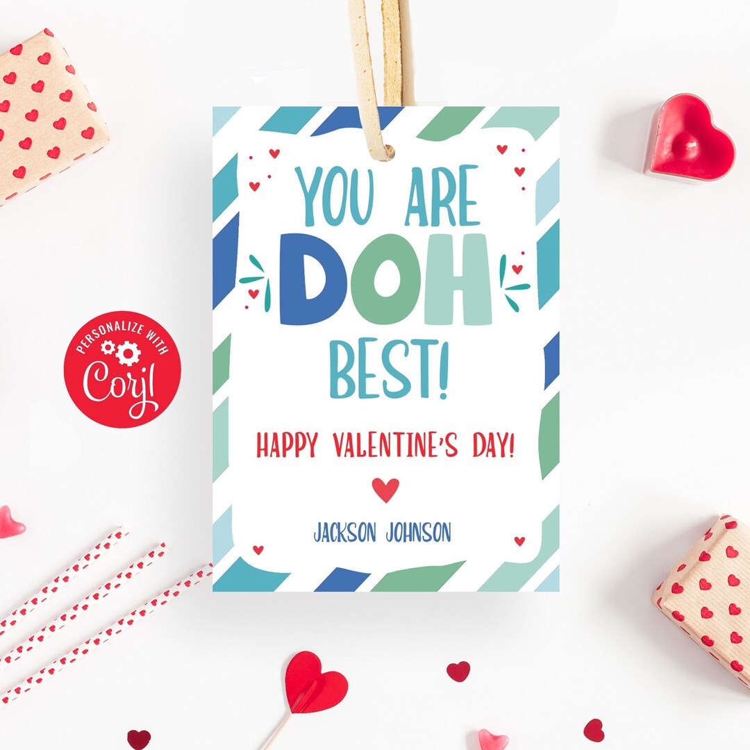 Printable Playdoh Valentines Day Tags, Valentine's Day Kids Cards ...
