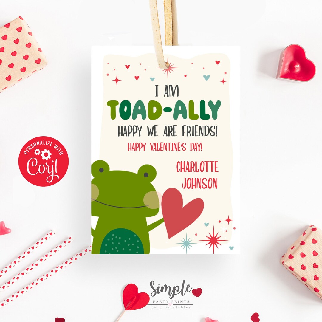 Printable I Am Toadally Happy We Are Friends Valentine's Day Tags ...