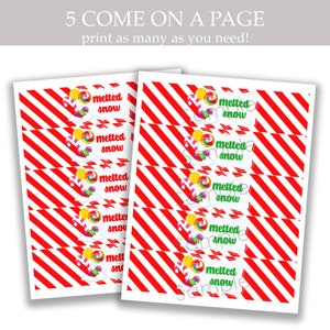 Christmas Water Bottle Labels, Melted Snow Water Bottle Tag, Holiday ...