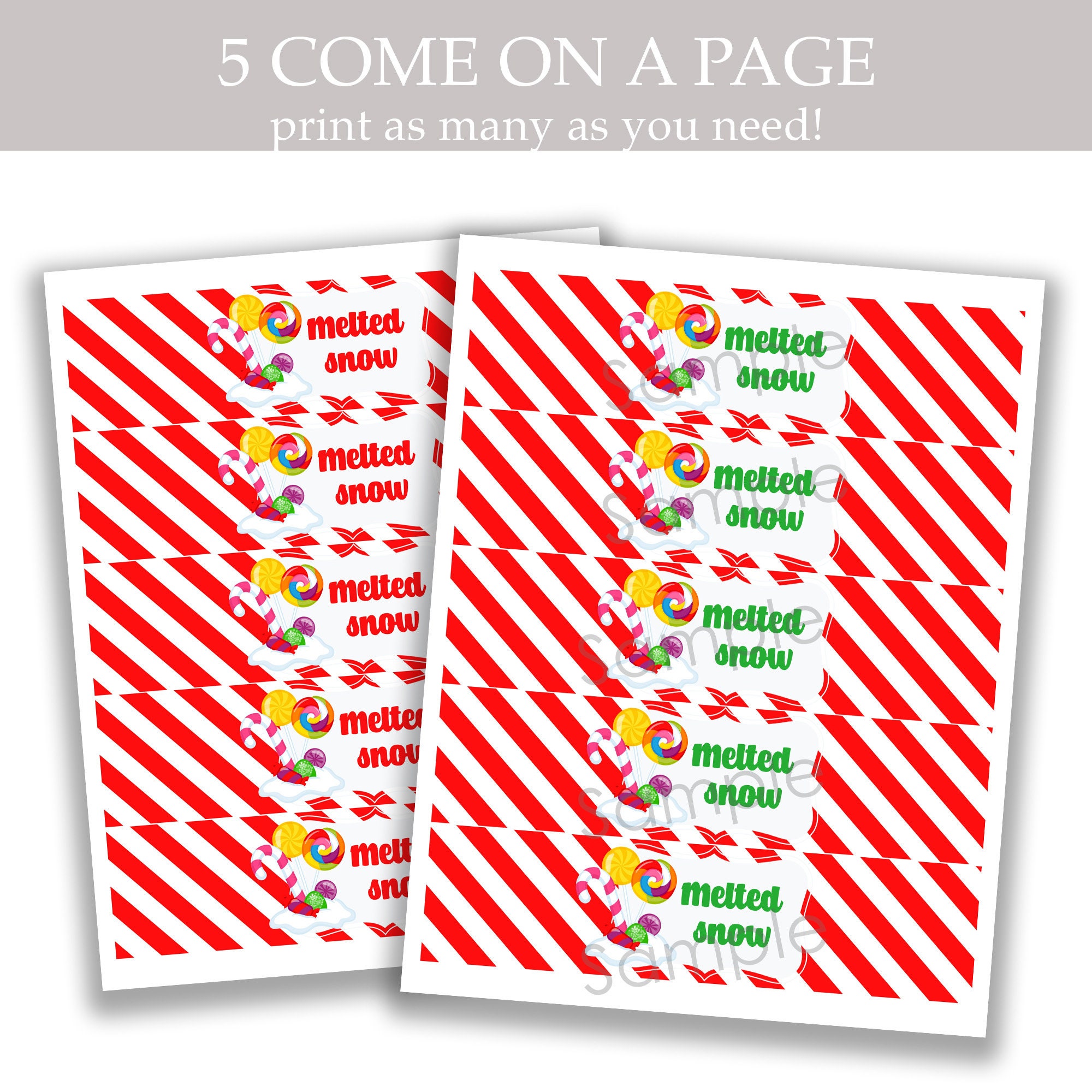 Christmas Water Bottle Labels, Melted Snow Water Bottle Tag, Holiday ...