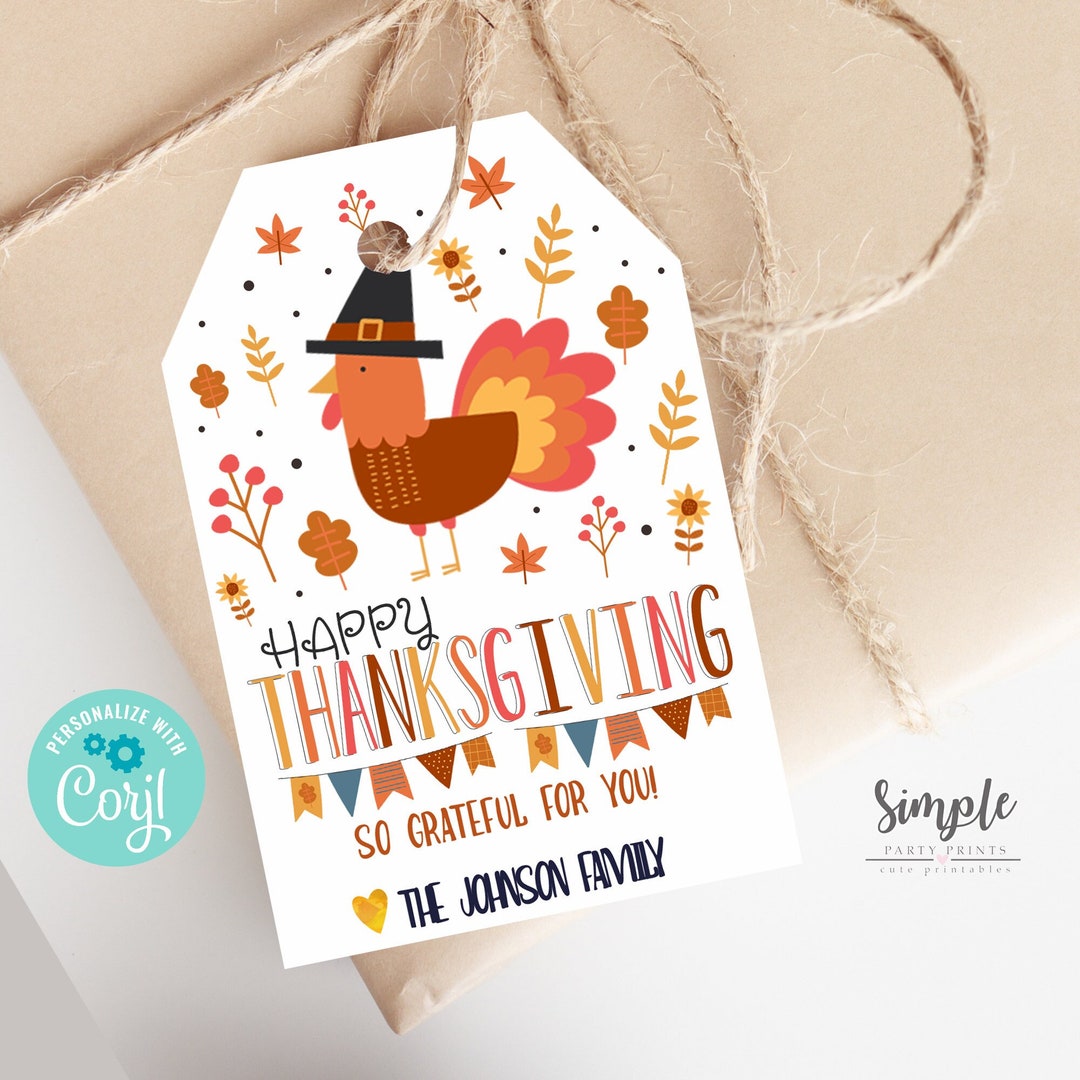 Editable Thanksgiving Day Gift Tag, Friendsgiving Favors, Thank You ...
