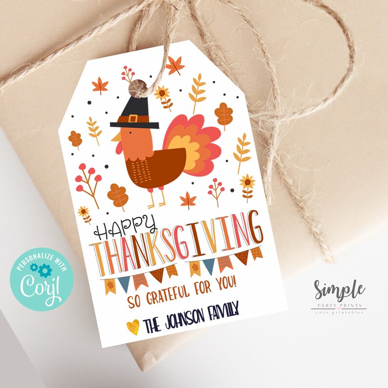 Editable Thanksgiving Day Gift Tag, Friendsgiving Favors, Thank You ...