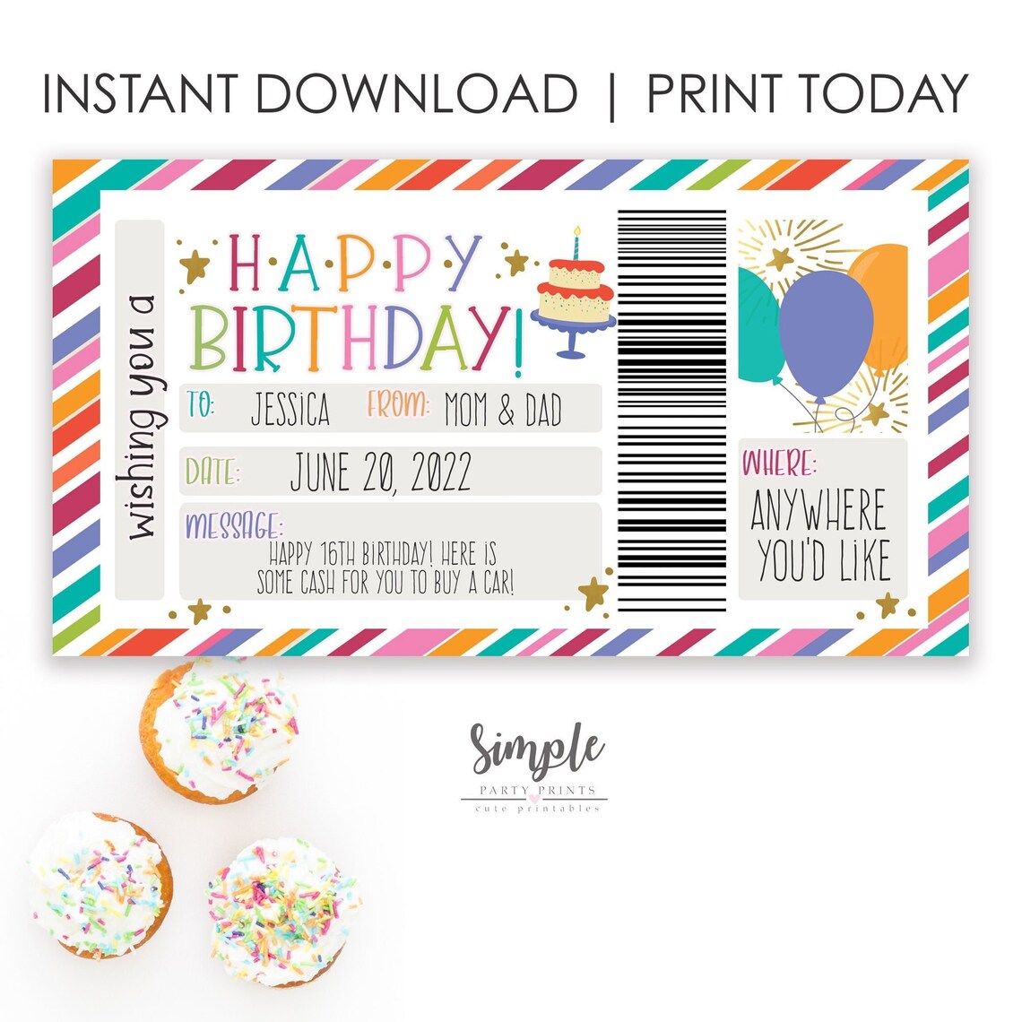 Editable Birthday Gift Voucher Printable Bday Certificate - Etsy