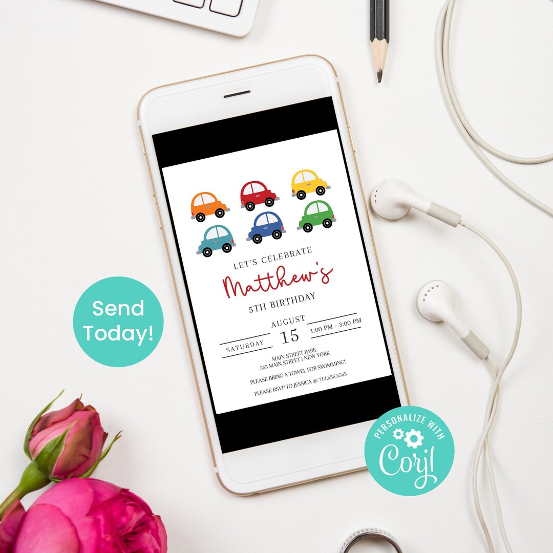 Transportation Birthday Party Invitation | Editable Car Birthday Party ...