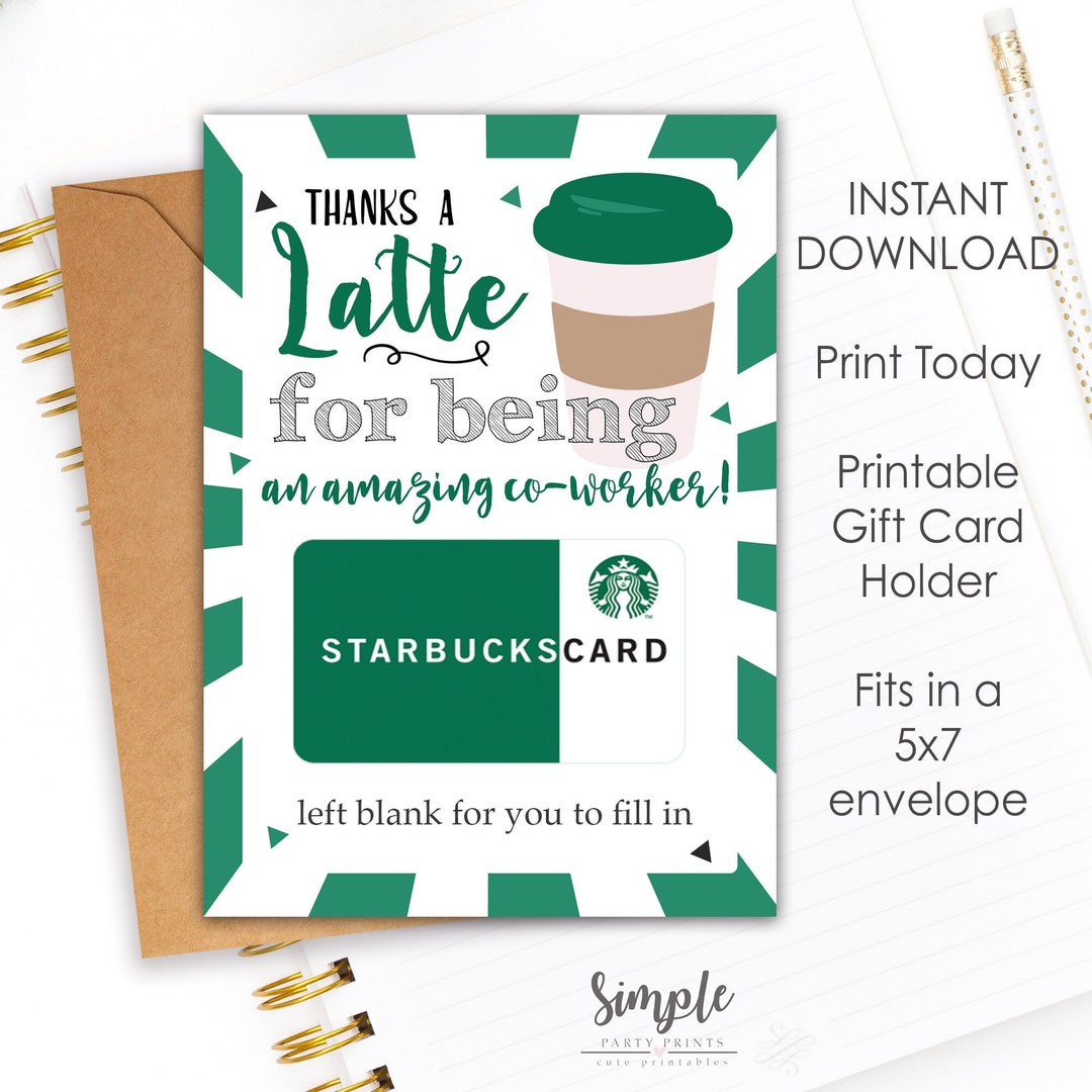 Printable Thank You A Latte for Being a Great Coworker Gift - Etsy