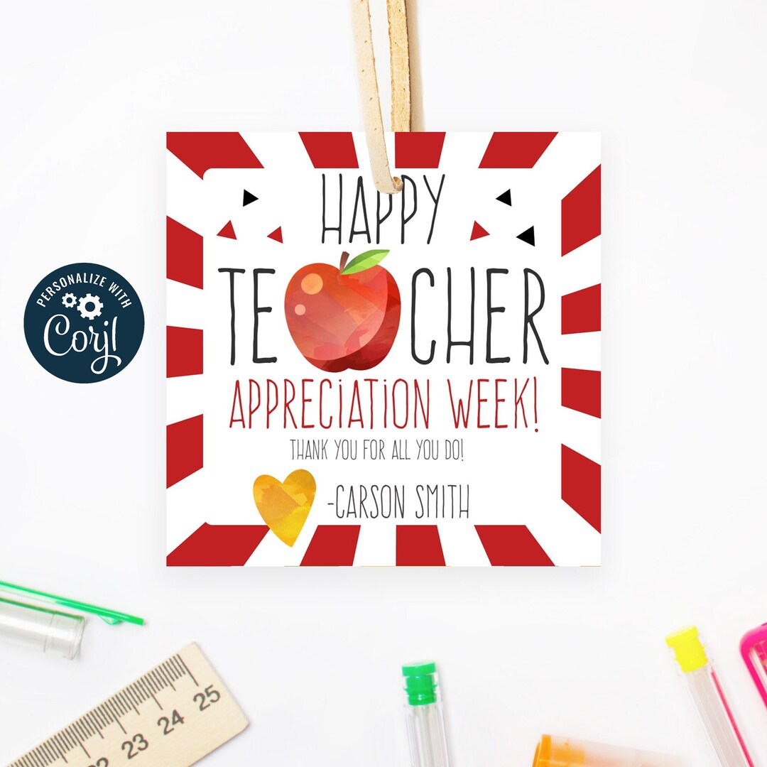 Teacher Appreciation Printable Tag, Editable Teacher Appreciation Gift ...