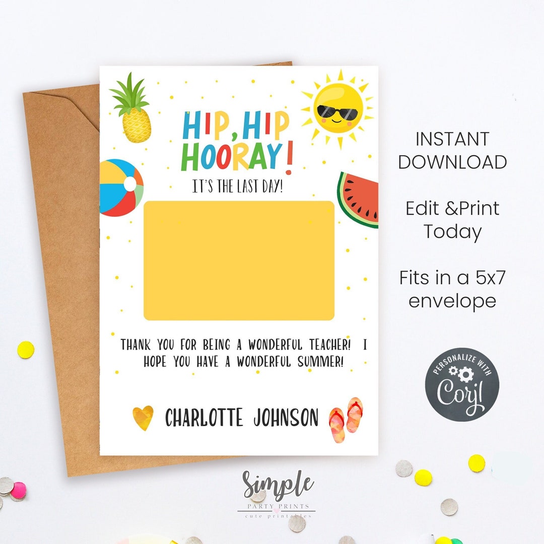 Printable End of the School Year Gift Card Holder Template, Summer is ...
