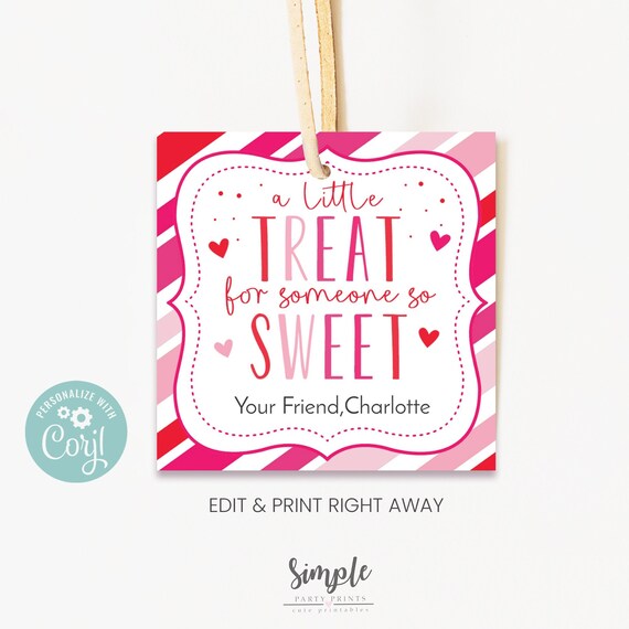 Printable Valentine's Day Gift Tags, Valentines Day Treat Cards for ...