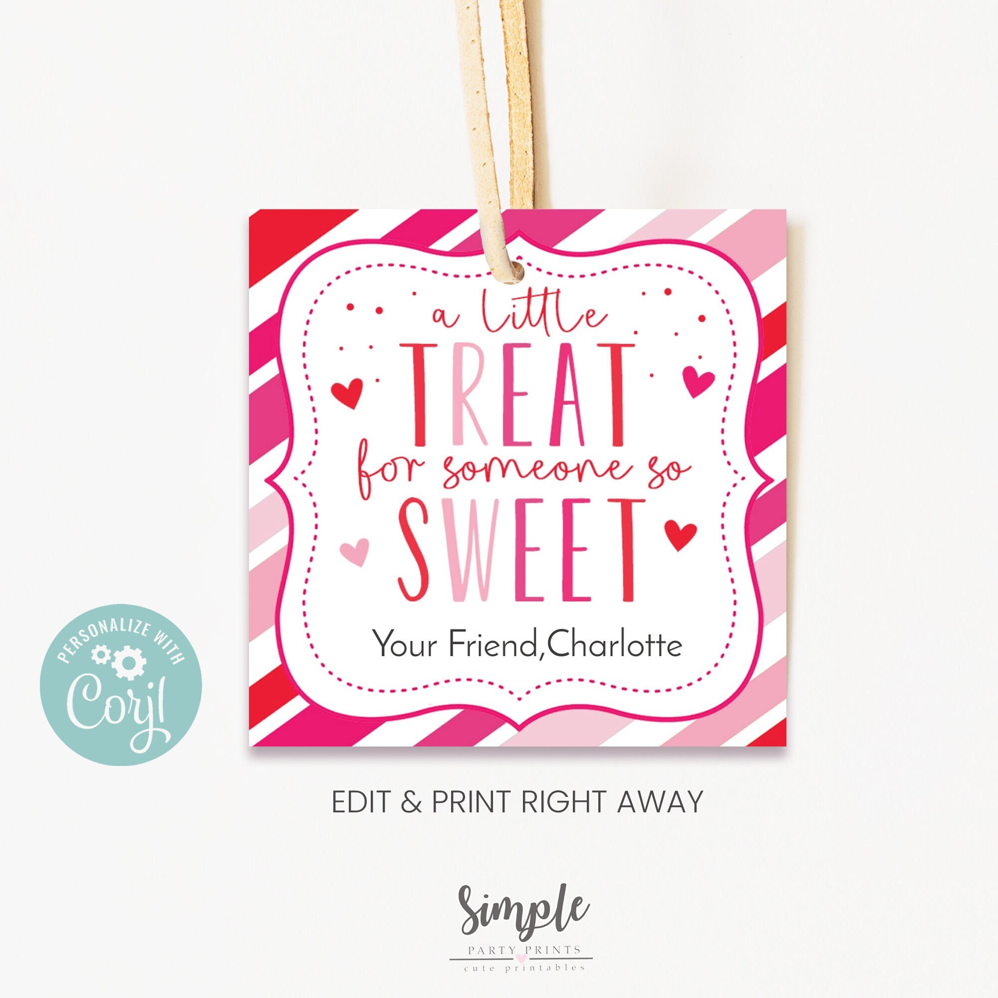 Printable Valentine's Day Gift Tags, Valentines Day Treat Cards for ...