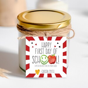 Printable Happy First Day of School Tag, Editable Back to School Label ...