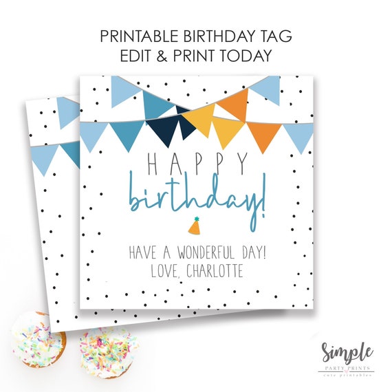 Printable Happy Birthday Tag, Birthday Gift Ideas for friends & Family ...