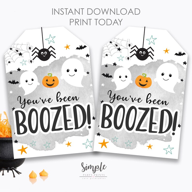 You've Been Boozed Printable Tag, Halloween Wine Tag, You've Been Booed ...