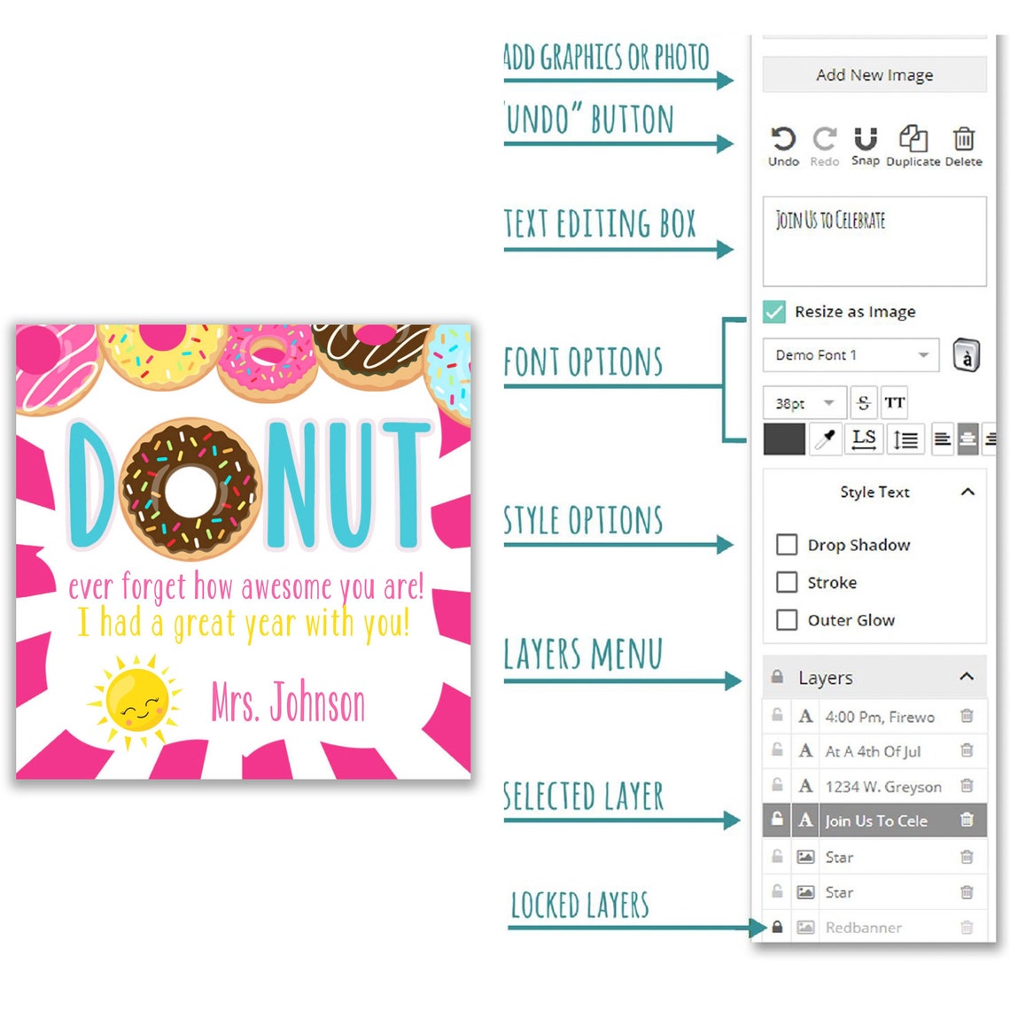 Donut Printable Tag Printable Thank You Teacher Gift - Etsy