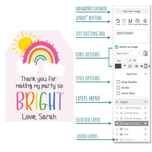 Editable Rainbow Favor Tag Rainbow Gift Tags Rainbow Thank You Tags ...